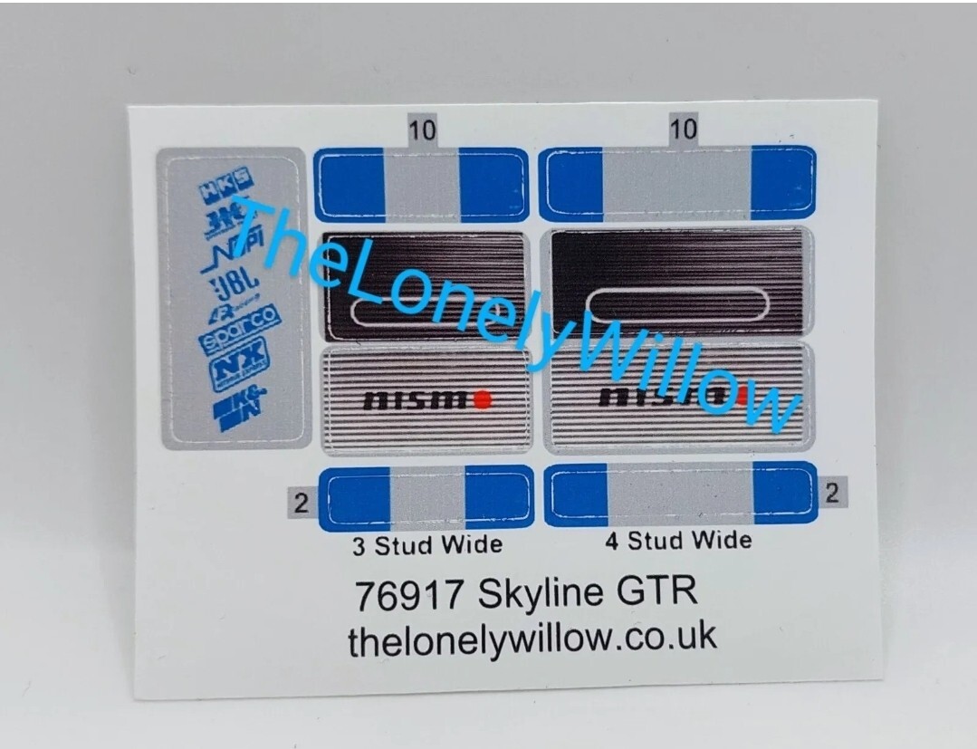 Lego Skyline GTR 76917 Custom Bonnet Hood Stickers | eBay UK