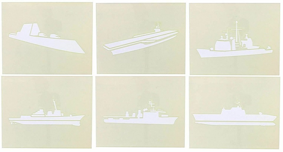 U.S. Navy Ships-- 6 Piece Stencil Set 14 Mil 8" X 10" Painting /Crafts ...