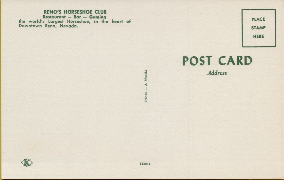 Horseshoe Club Front View Restaurant Bar Gaming Reno Nevada NV Postcard ...