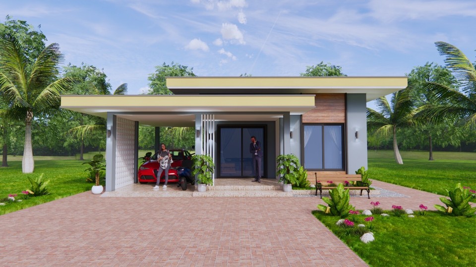 30x36 Feet House Design Plans 9x11 Meter 2 Bed 1 Bath Hidden Roof (A4 ...