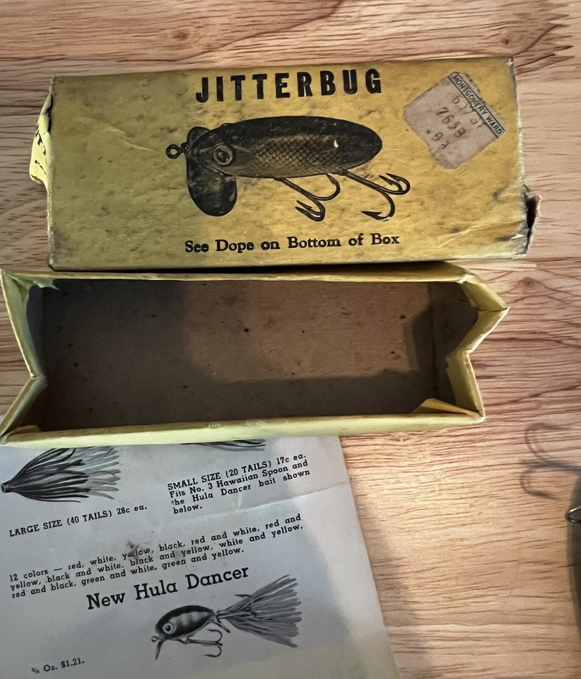 Vintage Arbogast Jitterbug Yellow Plastic Lip Frog Pattern w/ nv Box | eBay