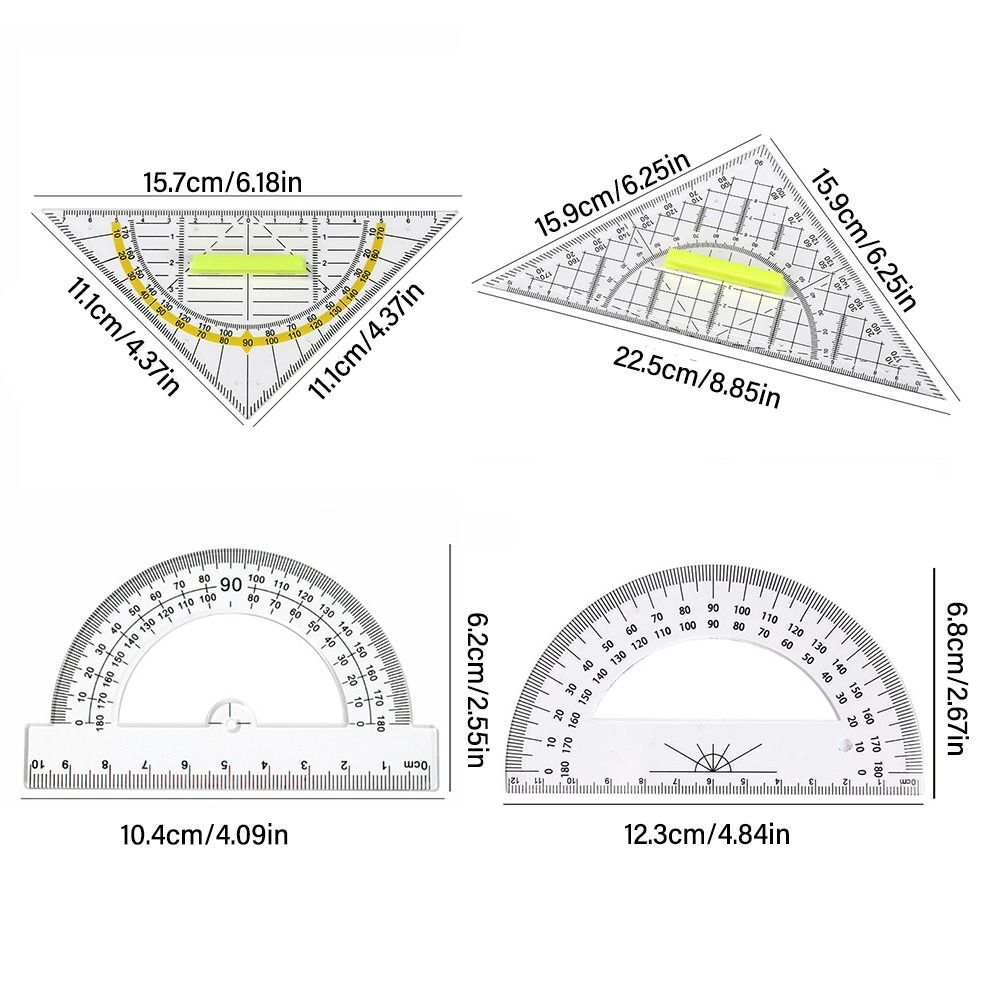 Transparent Triangle Ruler Plastic Angle Protractor Scale Ruler ...