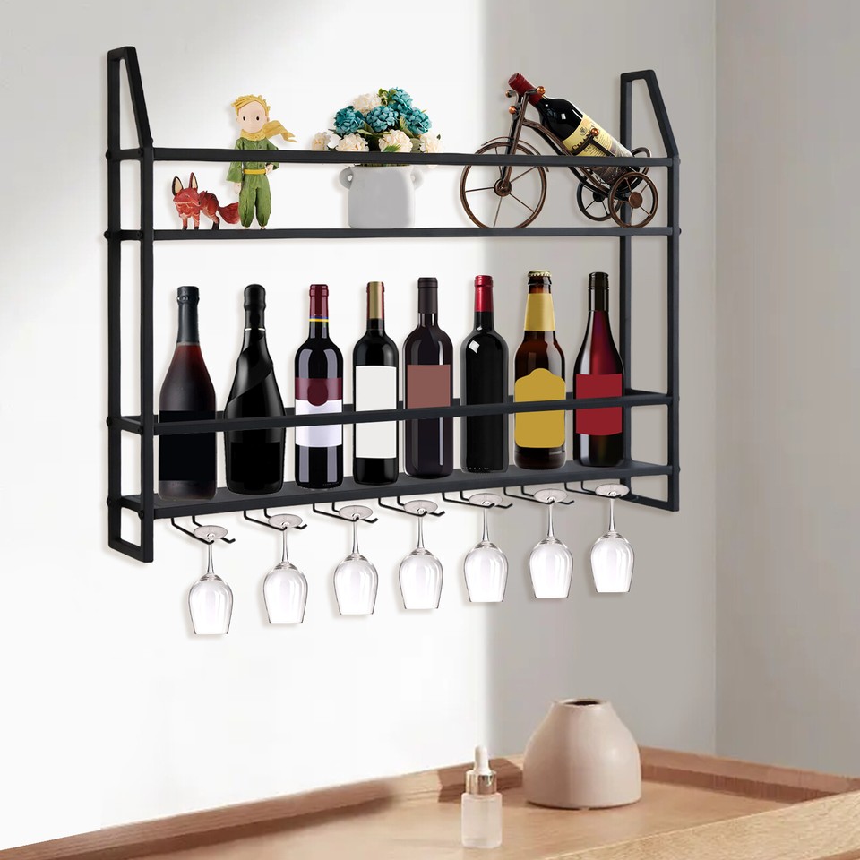 Wall Mounted Wine Glass Storage Rack Wine Rack Bottle Holder Bar Wine ...