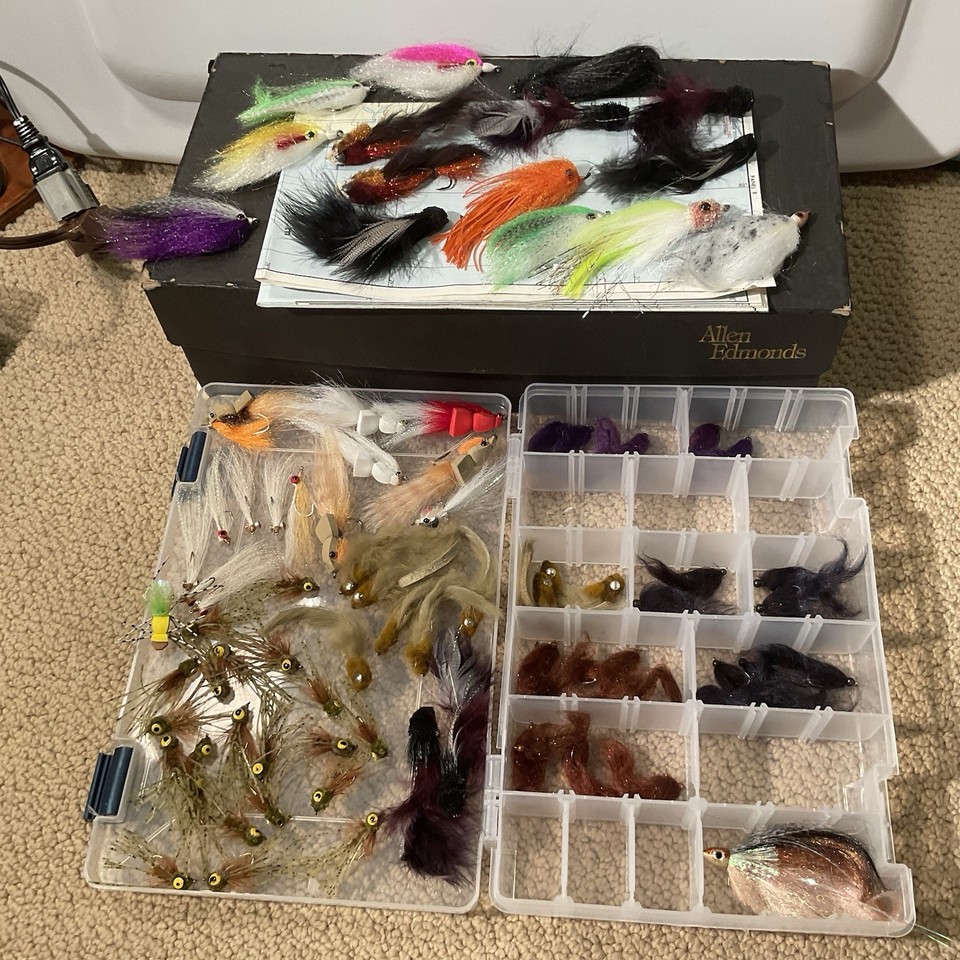 Fly Box With Flies Saltwater Tarpon Bass Streamers Chuggers Clousers ...