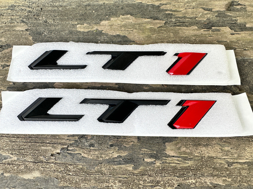 2Pc Camaro Matte Black and Matte Red LT1 Emblem Fender Badge | eBay
