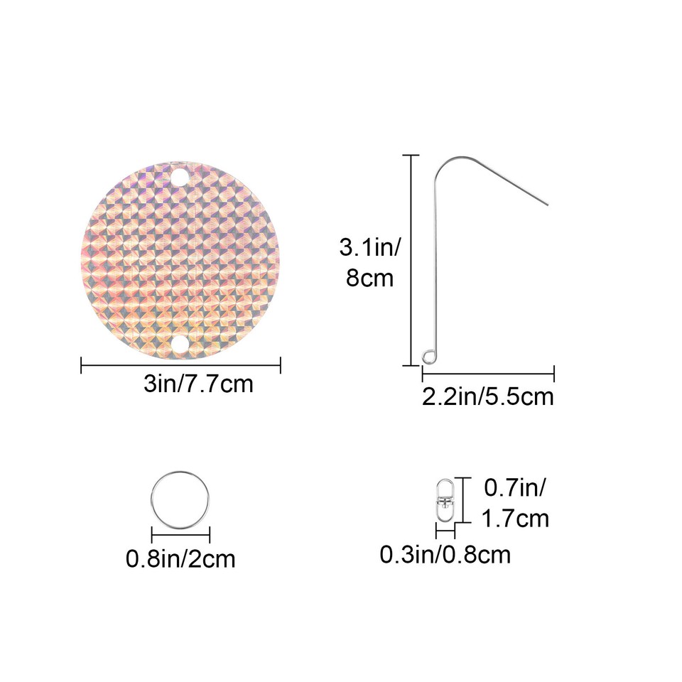 24PCS Reflective Bird Repellent Discs Hanging Rotator Deterrent Keep ...