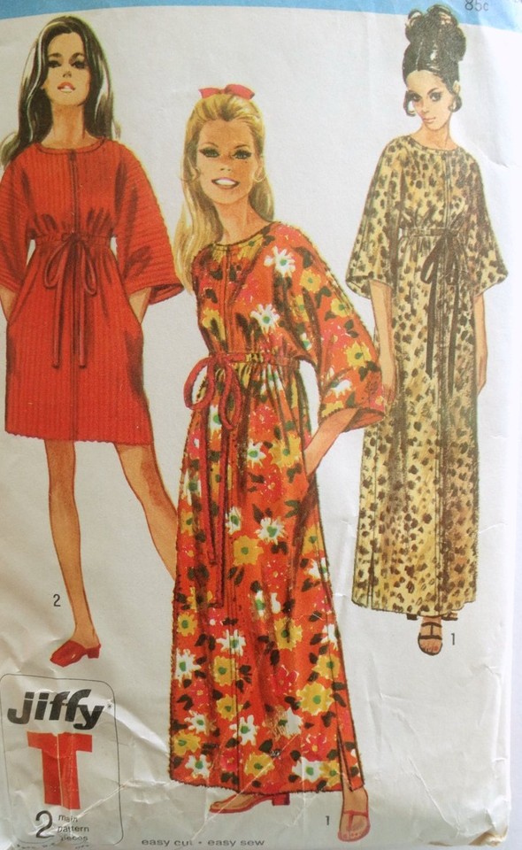 Vintage 1960s Simplicity 8551 Drawstring Robe Pattern Sz 8/10 31.5 32.5 ...
