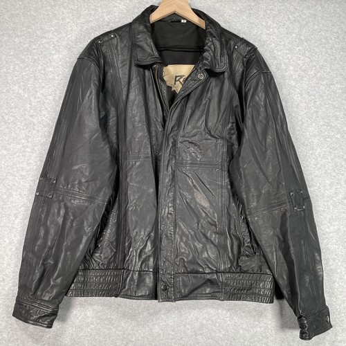 Rage for the Man Leather Jacket 46 Black 1985 Elliot Kastle Lined Biker ...