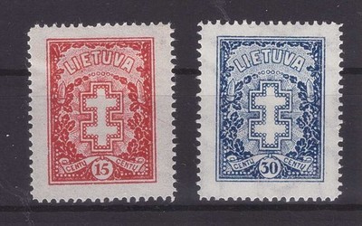 1930 Lithuania Mi 291-292 Definitive issue Vytis warriors cross III, MH ...