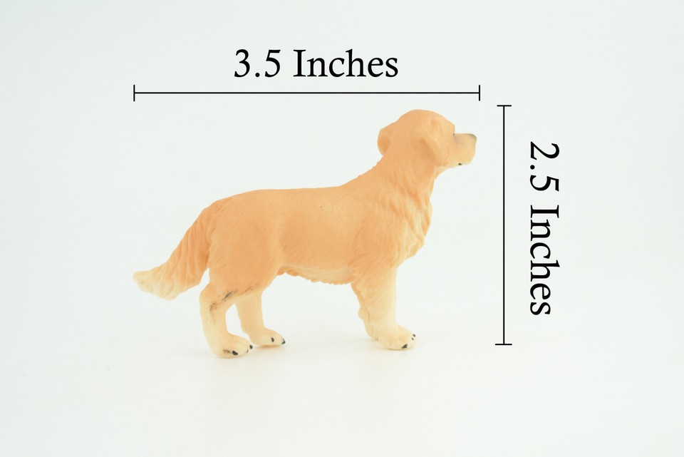 Golden Retriever Toy Dog, Realistic Hand Painted Rubber Model 3.5 ...