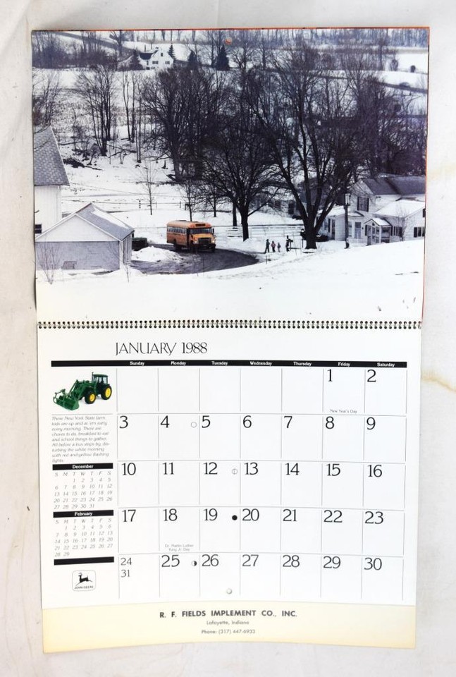 1988 John Deere Calendar Growing Up Country MINT NOS New Old Stock | eBay