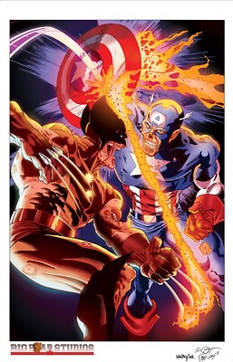 Marvel Zombies Wolverine vs Captain America Homage 11x17 Print Artist ...