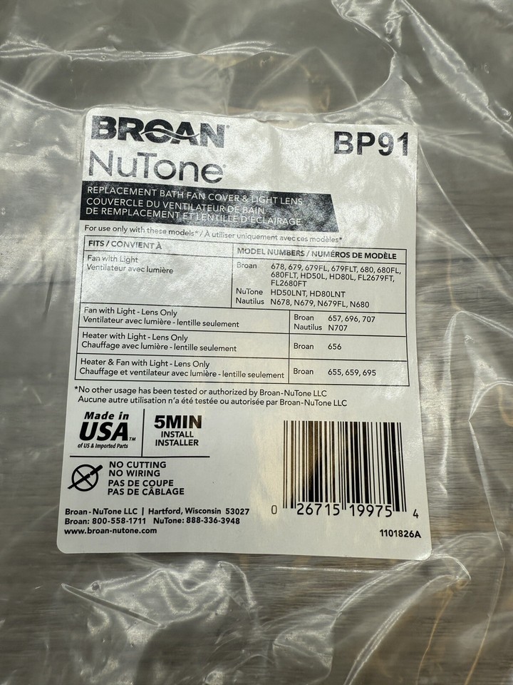 Broan BP91 Replacement Grille and Light Lens - White 26715199754| eBay