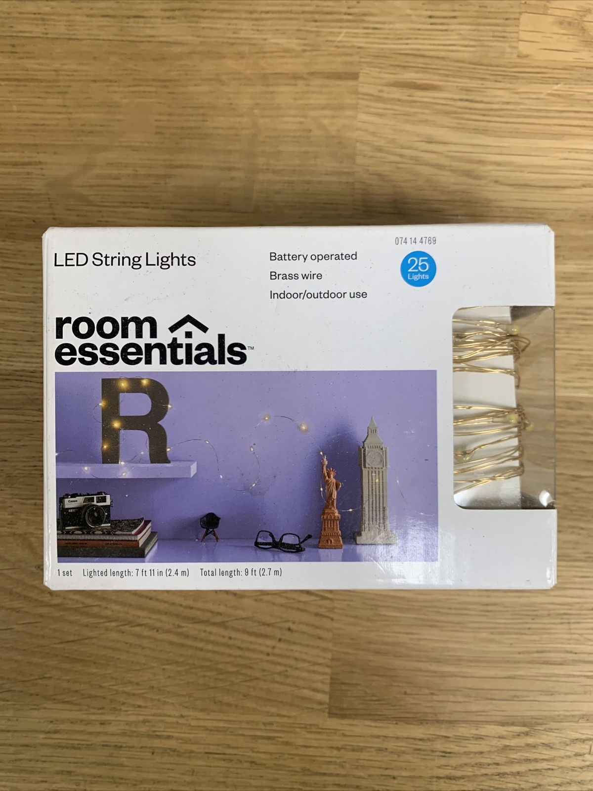 Room Essentials LED String Lights Brass Wire 9’ Long Brand New In Box ...