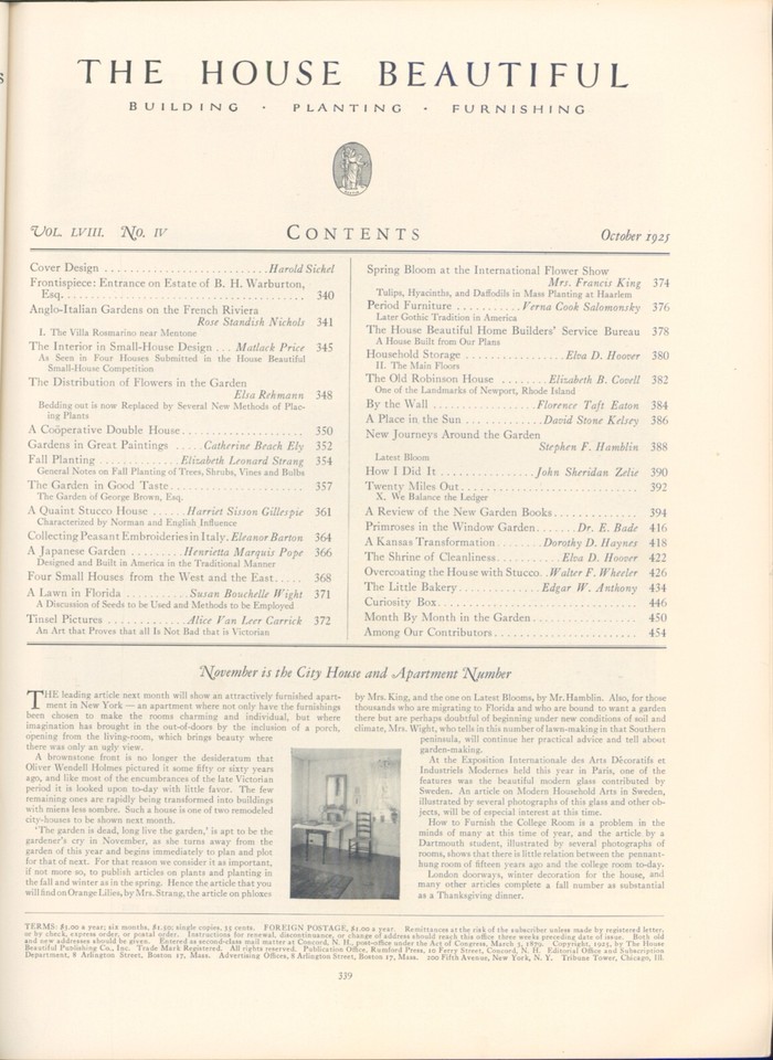 October 1925 HOUSE BEAUTIFUL Magazine | eBay