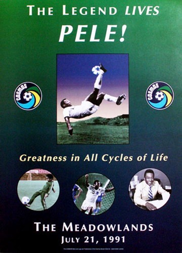 PELE! THE LEGEND LIVES BYRON HUFF SIGNED ORIGINAL POSTER COSMOS SOCCER ...