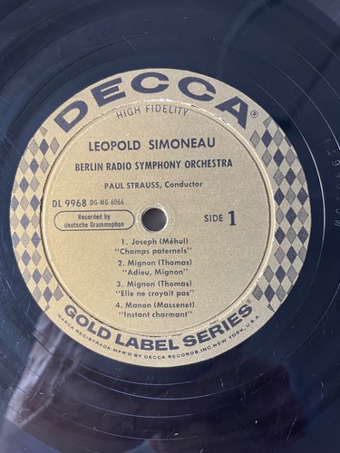 An Opertaic Recital Leopold Simoneau DL9968 Decca 33RPM 1957 NO COVER ...