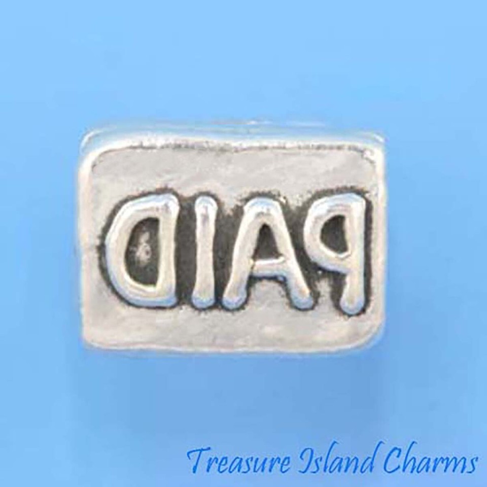 Accounting Stamp PAID Accountant 3D 925 Solid Sterling Silver Charm ...