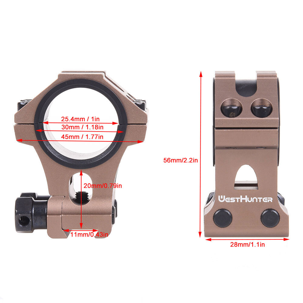 WestHunter 11mm/20mm Adjustable Scope Mount Rings 1" 30mm Optical Sight ...