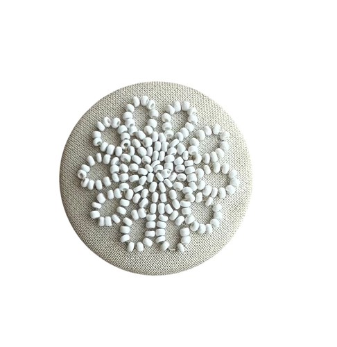 Lg Vintage Handmade Fabric Covered Button White Beaded Flower Design ...
