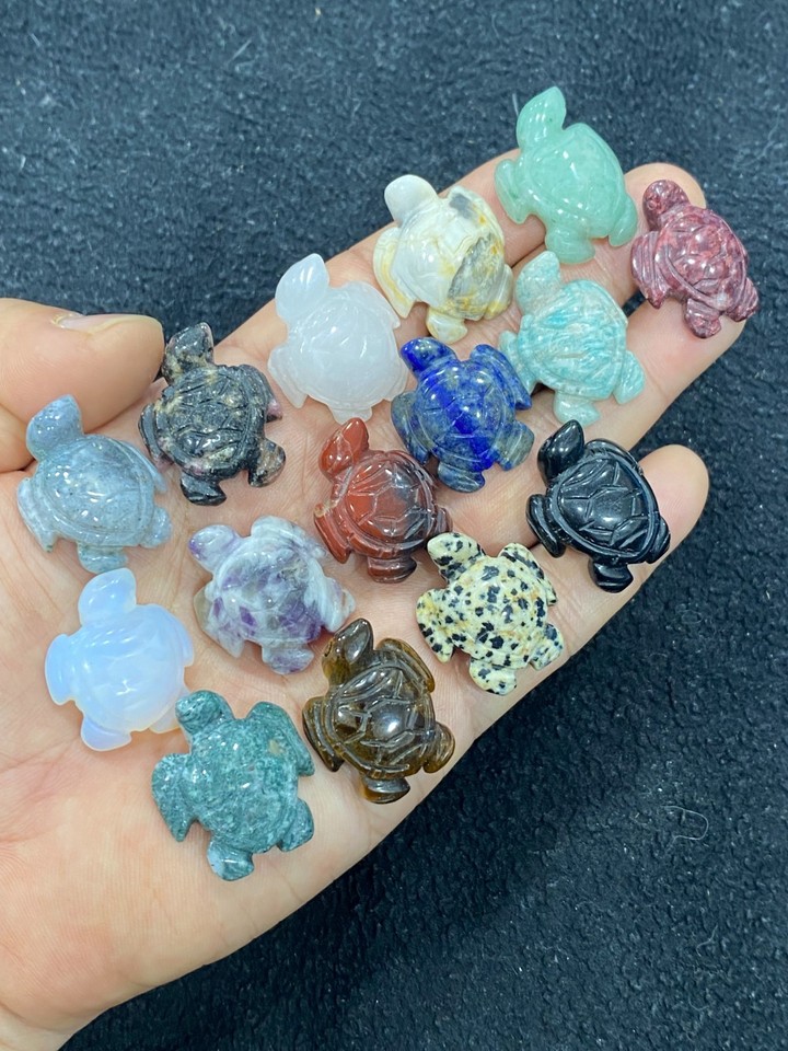 5pc Natural mix Quartz hand Carved Mini Sea turtle crystal Reiki ...