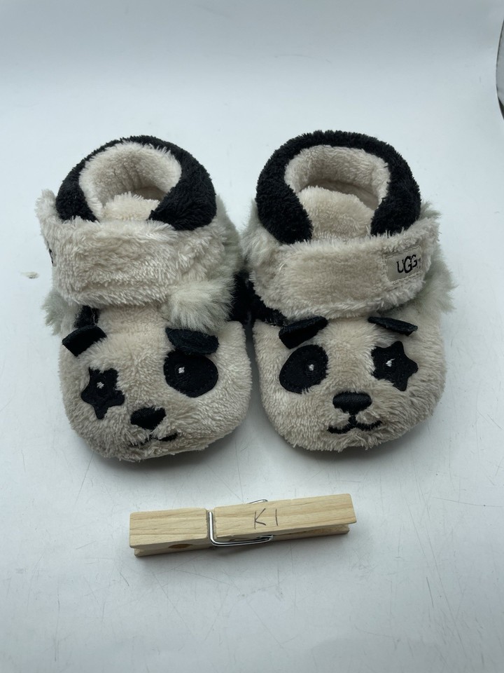 UGG Bixbee Panda Bear Crib Booties Kids Toddler Size 02-03 | eBay