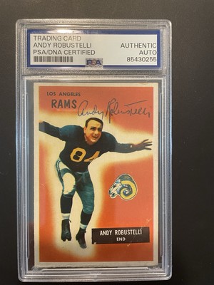 Andy Robustelli signed 1955 Bowman Autograph Card Football HOF LA Rams ...