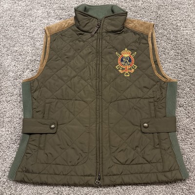Ralph Lauren Sport Diamond Quilted Equestrian Crested Patch Logo Vest ...