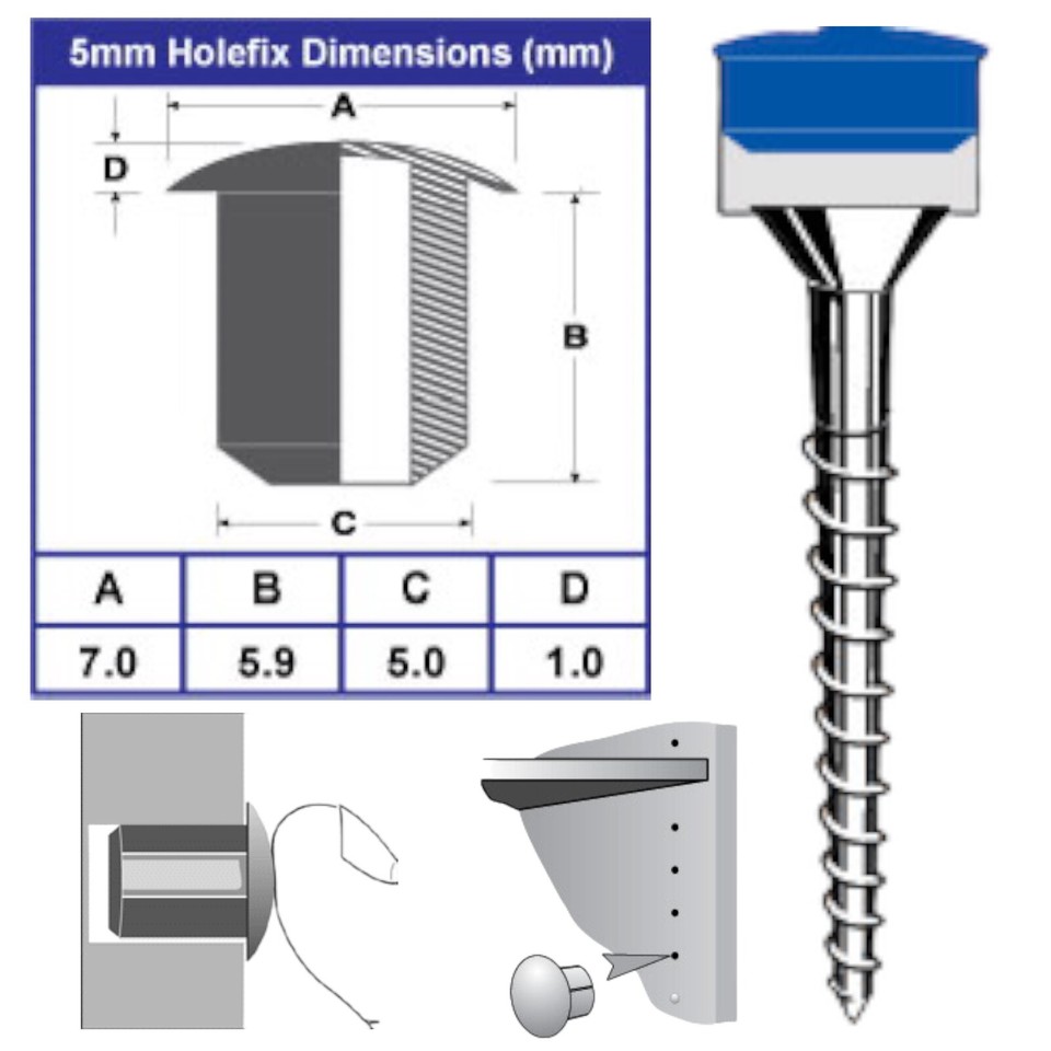 DRILL HOLE COVER CAPS WHITE M5 / 5mm BLANKING HOLEFIX FURNITURE KITCHEN ...