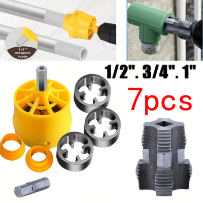 PVC Thread Maker Tool Pipe Threader Plumbing Tool with 3 Dies for ...
