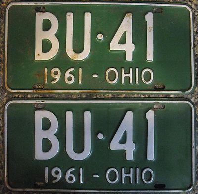 1961 Ohio ORIGINAL License Plates BU 41 Matching Pair / OH / 61 / Plate ...