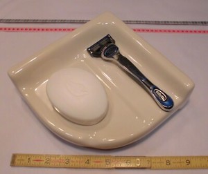 Ceramic *Glossy Biscuit* Reversible Corner Bath-Shower Soap Dish-Tray ...