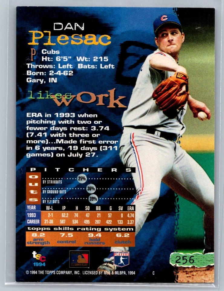 1994 TOPPS STADIUM CLUB CARD # 256 Dan Plesac - Chicago Cubs | eBay