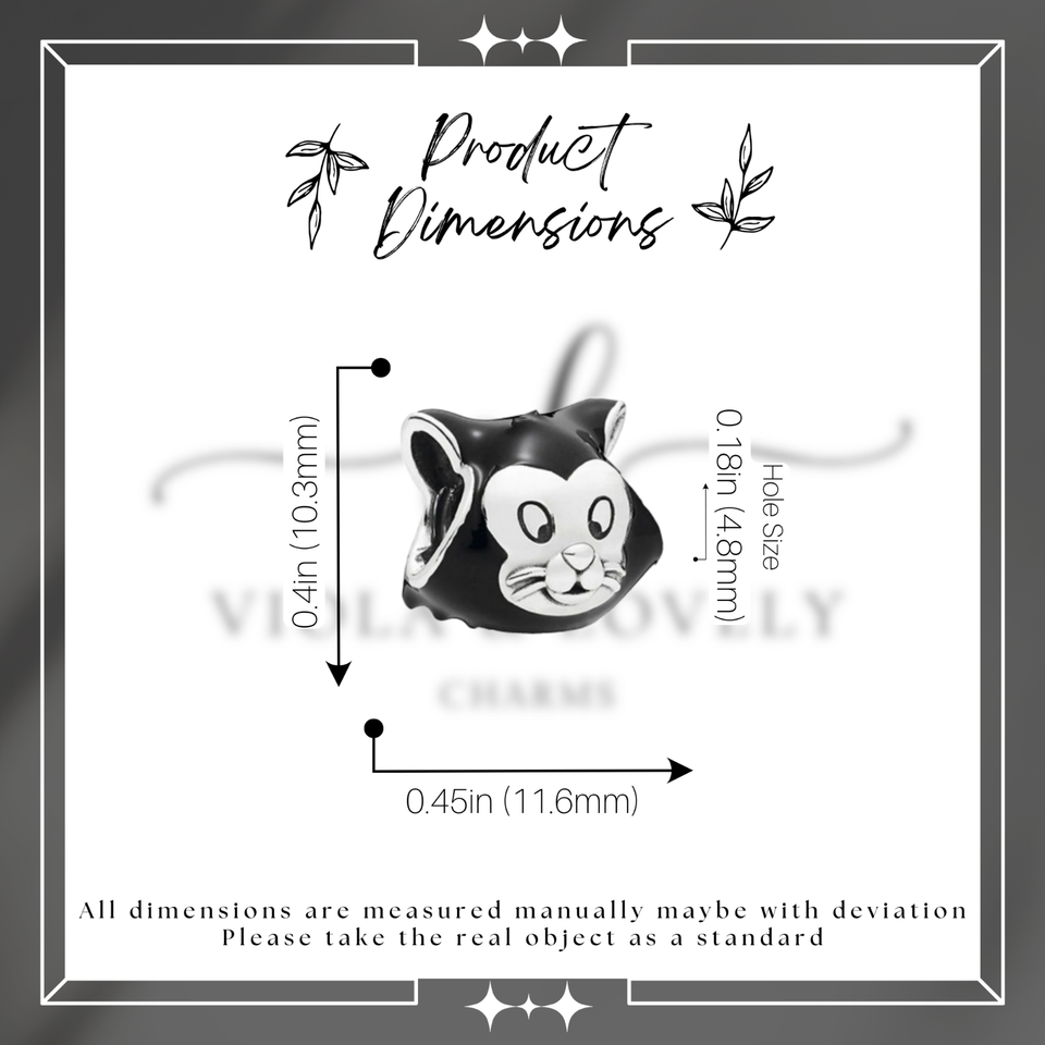 Tabby Cat Charm For Bracelet, Tabby Charm, Black Cat Charm, Animal ...