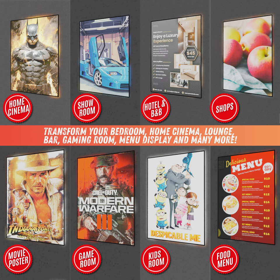 A1 LED Illuminated Backlit Slim Poster Display Menu Board & FREE Print ...