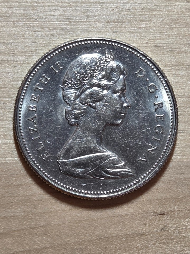 Canada 50-cents coin, 1969. KM# 75.1, nickel. Royal Coat of Arms ...