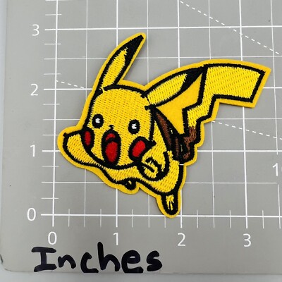 Pikachu Jumping Pokemon Patch Iron-On Sew-On Embroidered Applique ...