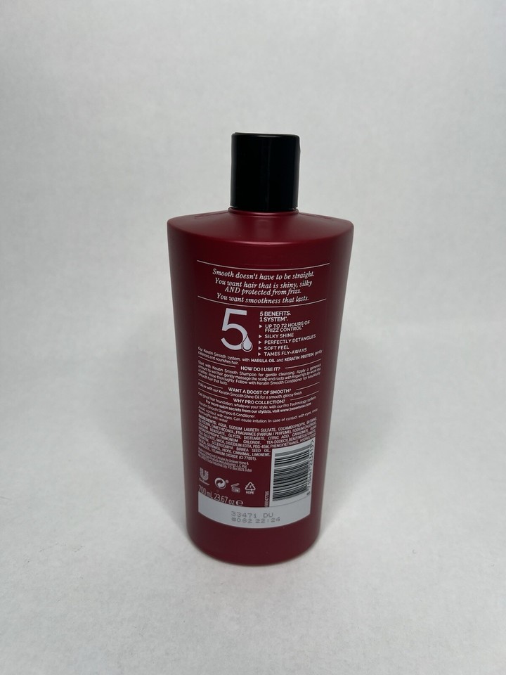 TRESemmé Pro Keratin Smooth 72 Hr Smooth Shampoo 700ml 23.67 oz Red ...