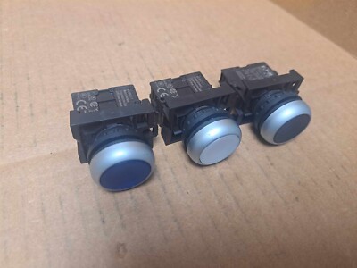 Eaton Illuminated Push Buttons IEC 60947-5-1 Lot of 3 Blue, White and ...