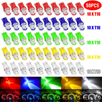 50PCS T10 194 LED Bulb for Instrument Panel Gauge Cluster Dash Light ...