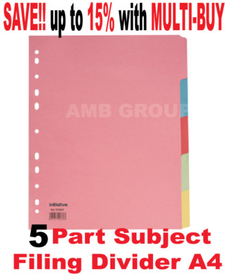 5 Part Subject File Filing Dividers A4 Multi Coloured - Same Day ...