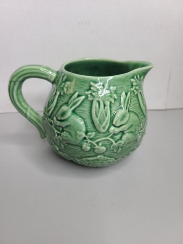 Bordallo Pinheiro Portugal Creamer Green Bunny Rabbit Stamped No Chips ...