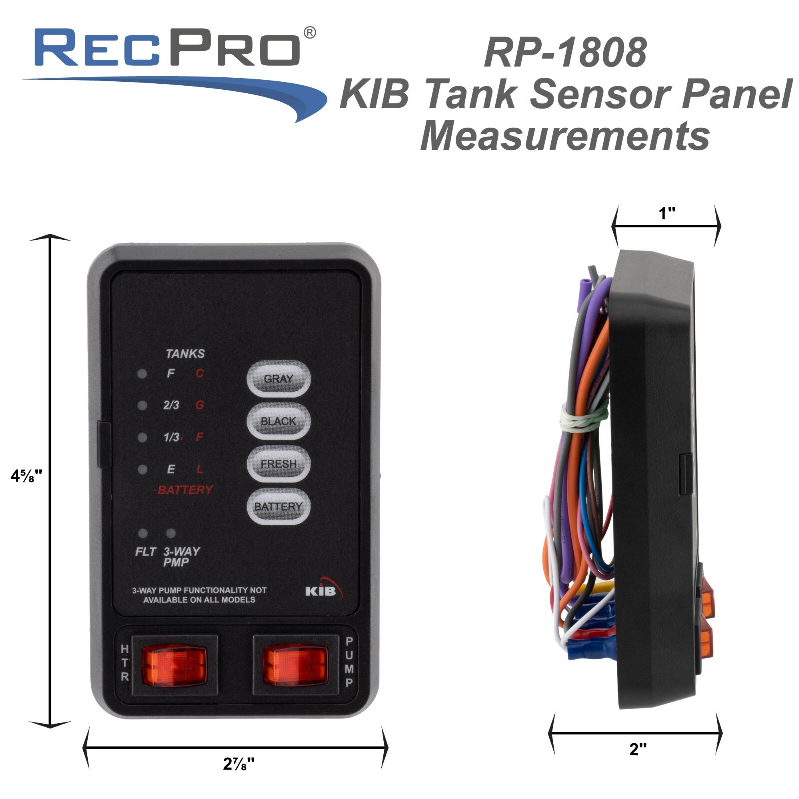 RecPro RV KIB Tank Sensor Panel | Monitor Black Gray Fresh Water | Wire ...