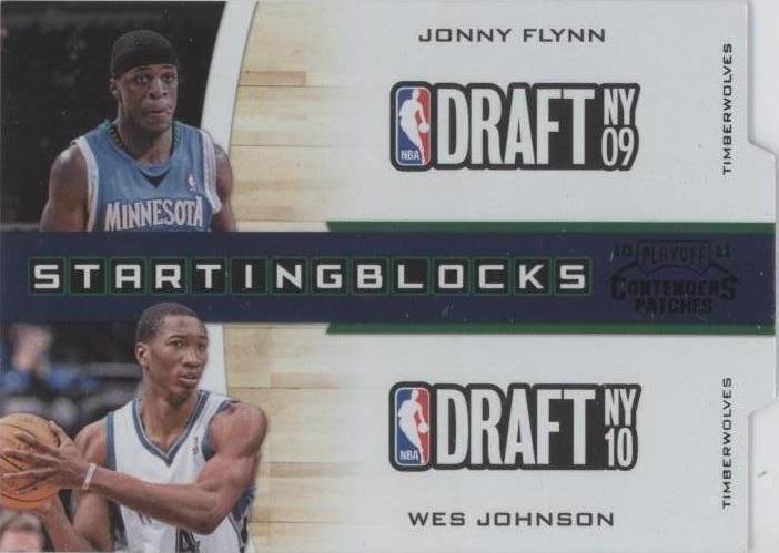 2010-11 Playoff Contenders Patches - Starting Blocks Jonny Flynn, Wesley Johnson #10 Black Die ...