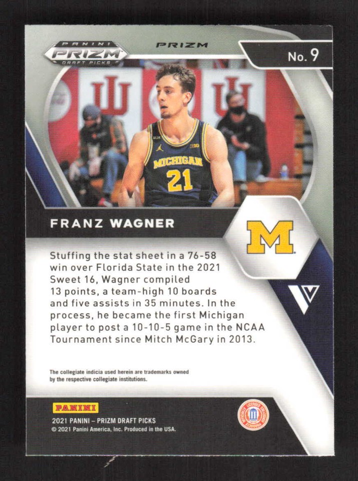Franz Wagner 2021 Panini Prizm Draft Picks Variation Red Ice Michigan ...