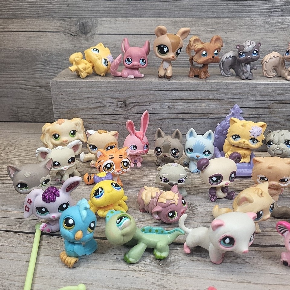 39 Figure Vintage Littlest Pet Shop Hasbro Lot Dogs Cats Bird Lizard ...