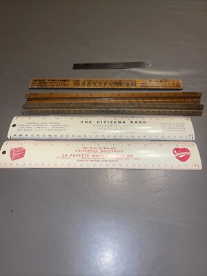 Vintage Lot Of 6 Various Unbranded Rulers Wood & Metal- Universal ...