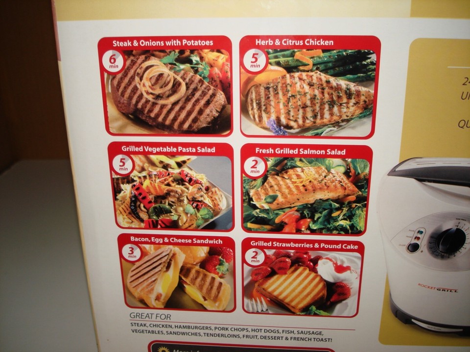 New Sunbeam Rocket Grill Home Indoor Grill Plug in Quick Easy Compact ...