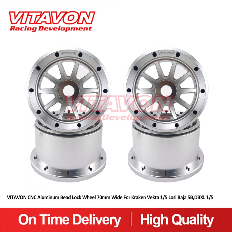VITAVON CNC Aluminum 1/5 Bead Lock Wheel 70MM Wide For Vekta Losi Baja ...
