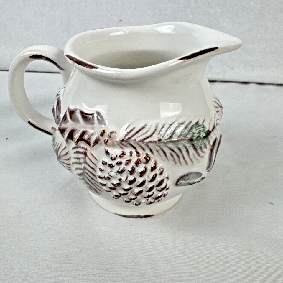 VIINTAGE Pine Cone 3D Christmas White Snow Traditions Creamer Sugar ...